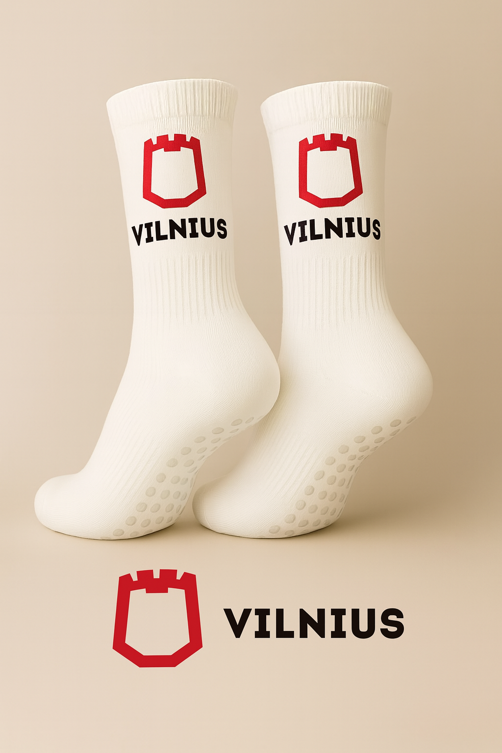 Gaminame sportines kojines su miesto logotipu ir užrašu – puikus ...